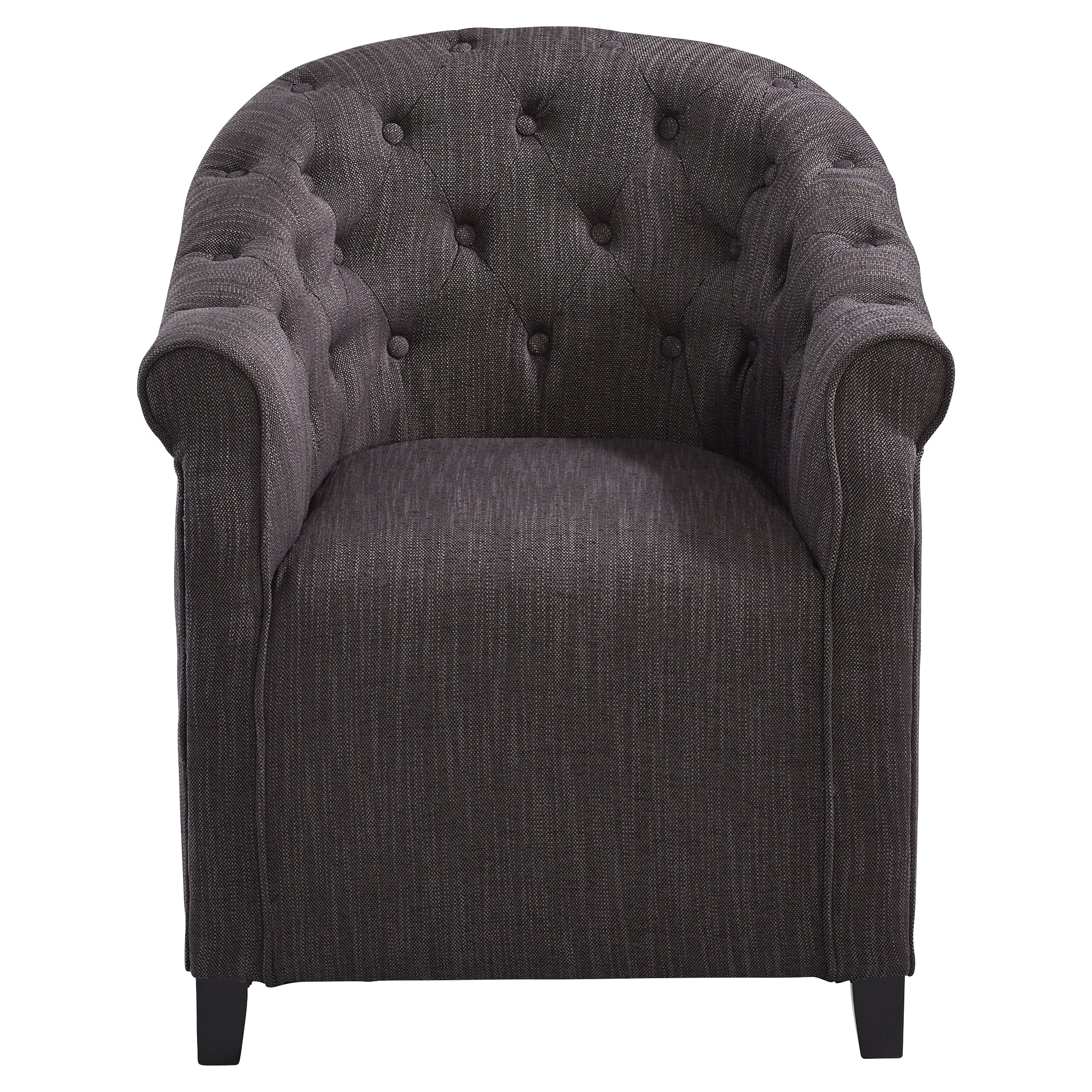 Sultry Charcoal Accent Chair – Traditional Linen Upholstered Wooden Ch ...