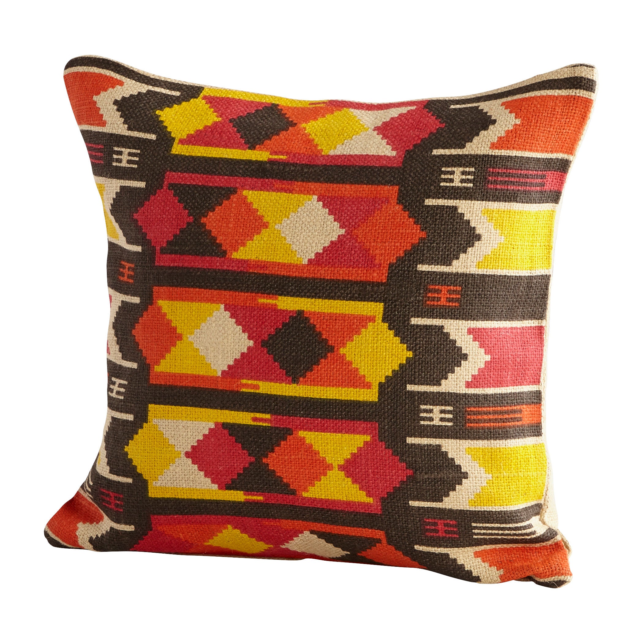 Apache Geometric Jute Pillow Cover – 18x18 Multi-Colored Decorative Cu ...